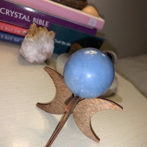Wooden Moon Sphere Stand: Natural Wooden Stand Wood Stand | Etsy