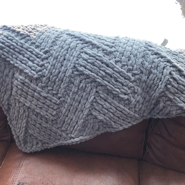 Blanket Pattern Download // PATTERN: Herringbone Throw Blanket // Loop ...