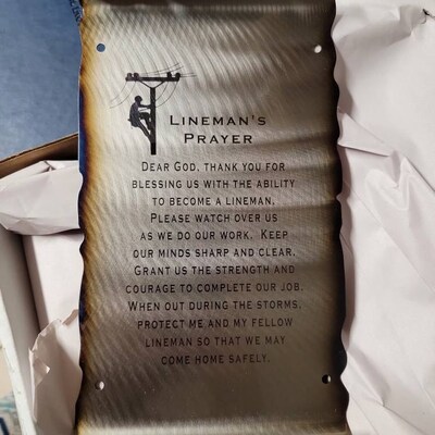 Lineman Prayer Metal Sign, Lineman Gifts, Electrician Gift, Journeyman ...
