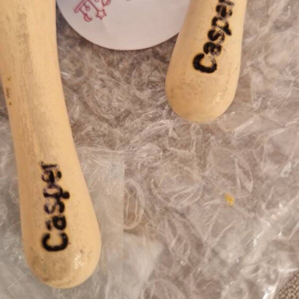 Personalised Customised Mini Wooden Maracas Box Baby Rattle Shaker ...