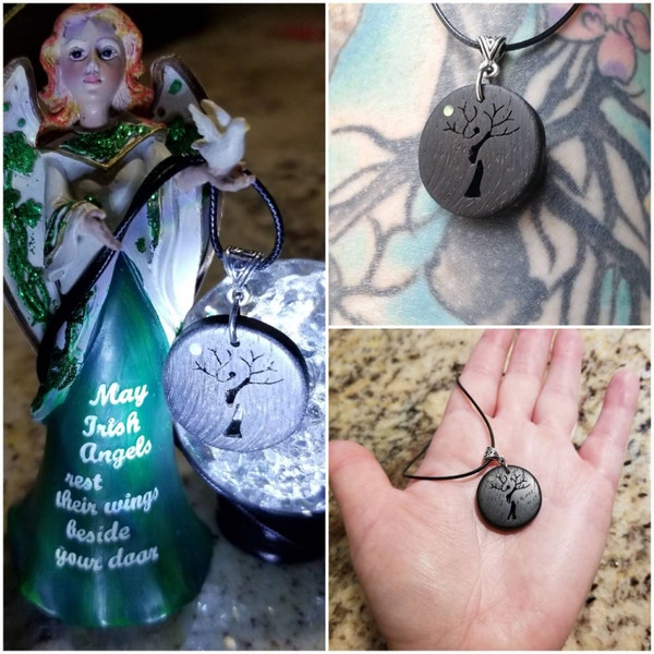 Ancient Bog Oak Tree Pendant: Tree-lady Celtic Necklace Handmade in ...