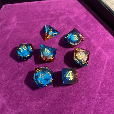 Light Blue Flower Liquid Core Dice Set,blue Koi Fish Dnd Dice Set ,d&d ...