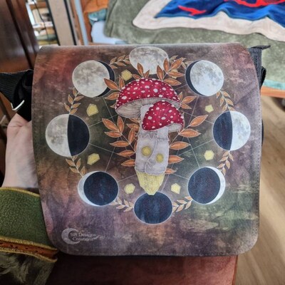 Moonphases Lunar Phases Shoulder Bag Moonflowers Art Bag Witch Bag ...