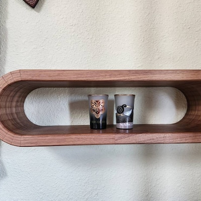 Mid-century Modern Curved Floating Shelves Modern Floating Wall Shelf ...