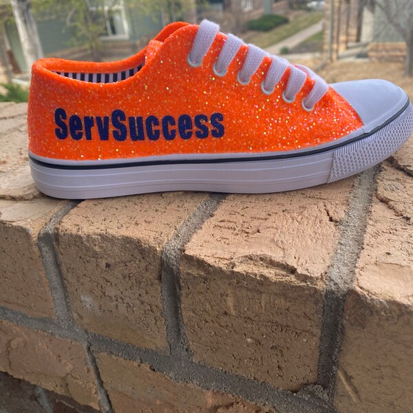 Orange Glitter Sneakers, Handmade Low Top Shoes - Etsy