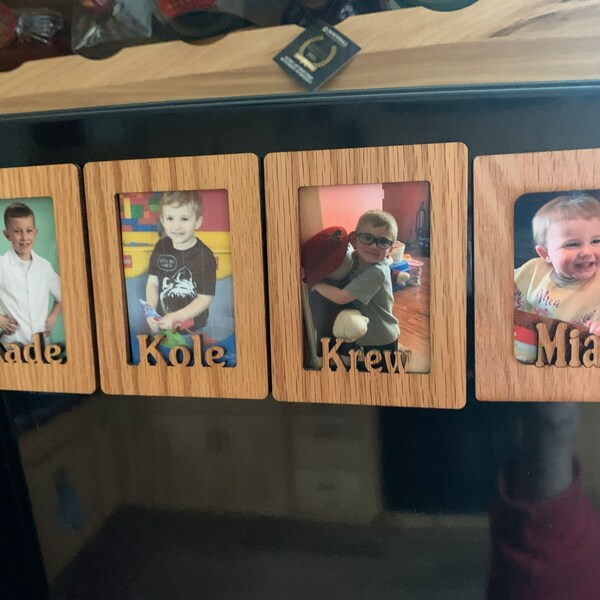 Personalized Refrigerator Magnet Picture Frame – Custom Wooden Name ...