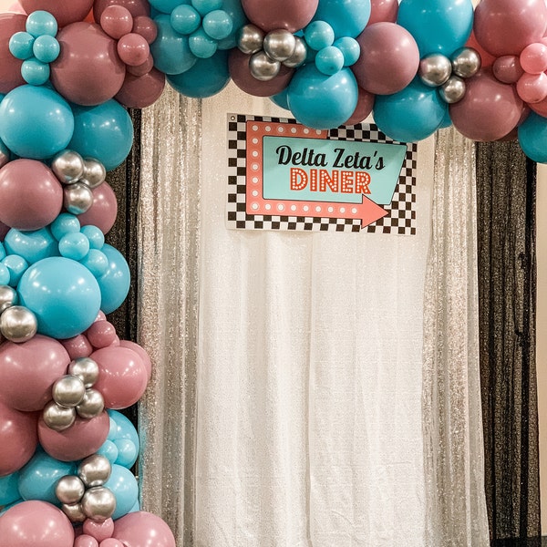 1950s Diner Party Sign - 50s Birthday Party Poster- Printable Sock Hop Party Backdrop - Retro ...