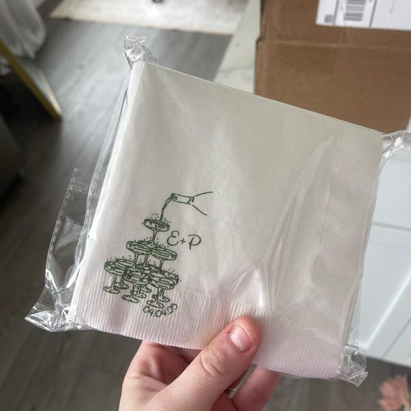Custom Champagne Tower Cocktail Napkin | Wedding | Party | Bachelorette ...