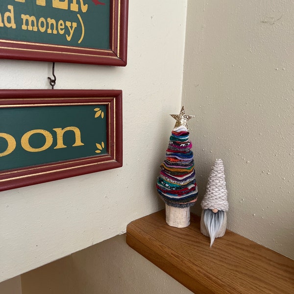 Cream and Beige Felted Wool Christmas Tree Set Handmade Wool Decor ...