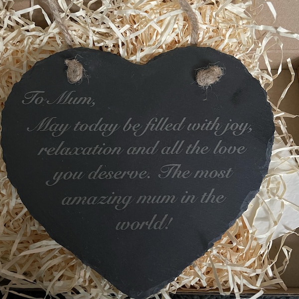 Personalised Heart Slate Sign Engraved Mum Gift Wedding Decoration ...
