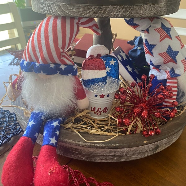 Mini July 4th Popsicle Bucket, July 4th Tiered Tray Decor, Patriotic ...