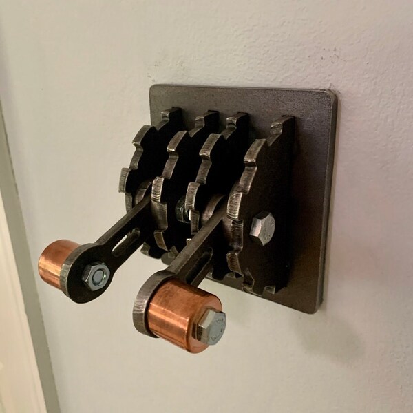 Double-gang Gear Light Switch Cover With Copper Handles / Industrial ...