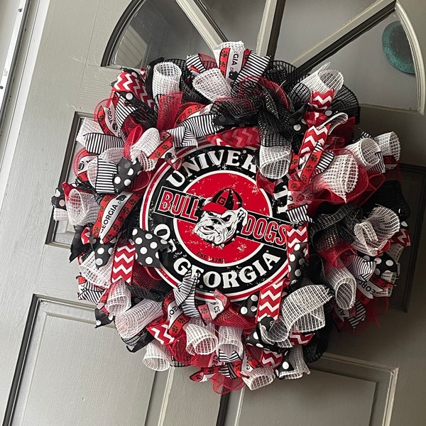 UGA Wreath|georgia Wreath|red and Black Wreath|front Door Wreath ...