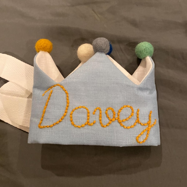 Hand Embroidered Crown for Baby and Children's Birthdays | Personalized ...