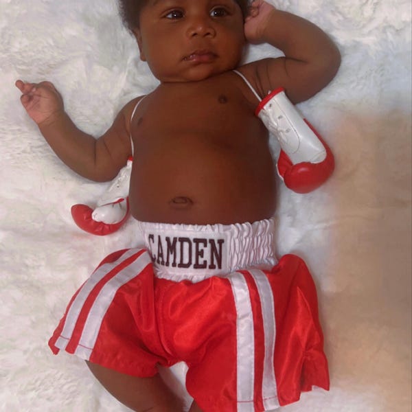 Newborn Knockout Boxing Set: Prop Baby Boxing Ring Personalized Robe ...
