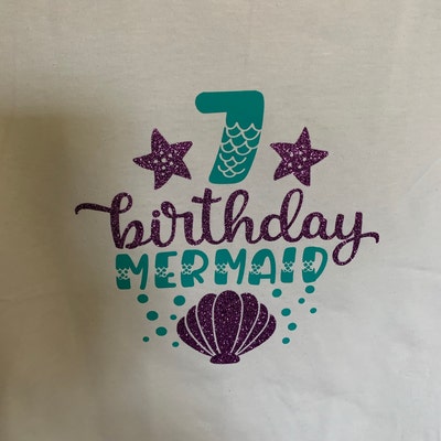 Mermaid Birthday SVG DXF PNG Age Girl Bday Shirt Tail, Seven 7 7th ...