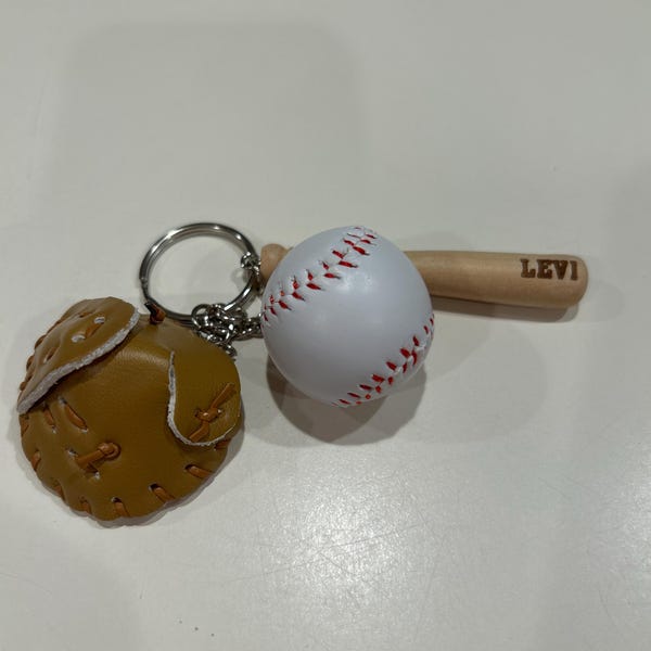 Baseball Key Chain | Mini Baseball Set Bag Tag | Custom for Baseball ...