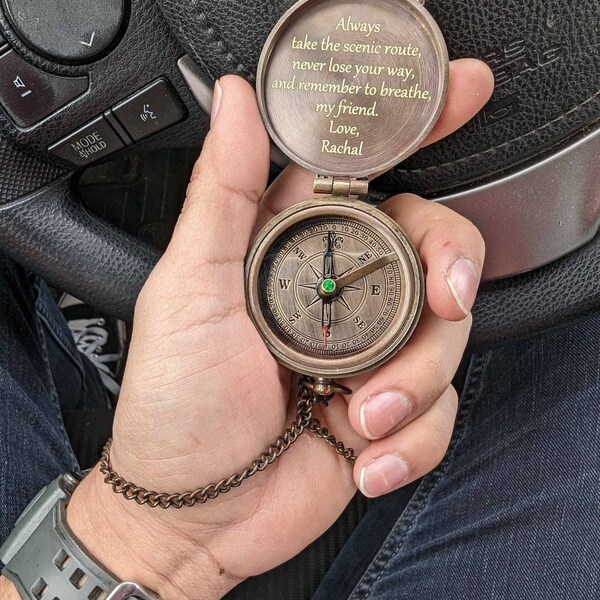 Unique Compass Gift for Him ,gift for Dad, Personalized Pocket Compass ...
