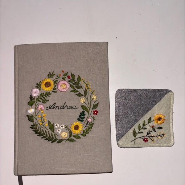 Custom Hand Embroidered Notebook, Handmade Fabric Notebook, Custom ...