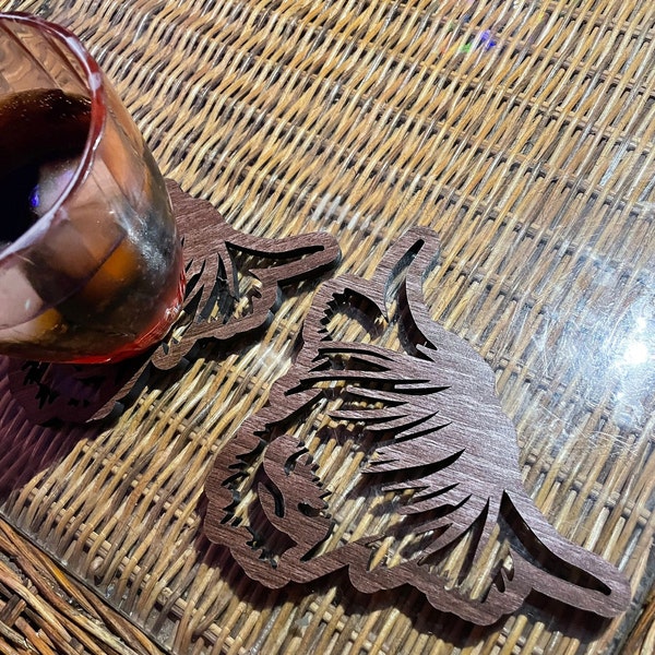 X1 Individual Highland Cow Coaster - Wooden Highland Coo Coaster ...