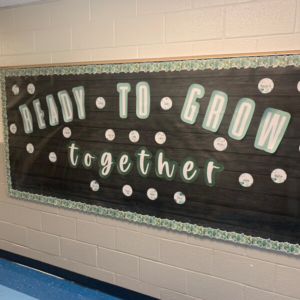 Modern Greenery Back to School Bulletin Board Kit Nature Inspired Door ...