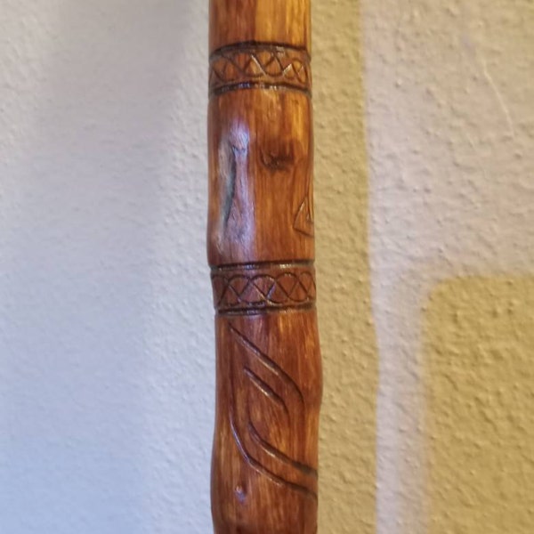 Witchy Owl Ritual Staff/walking Stick –hand-carved Alder Wood With ...