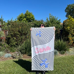 Rubber Ducks Custom Beach Towel Retro Checkered Personalized Name Duck ...