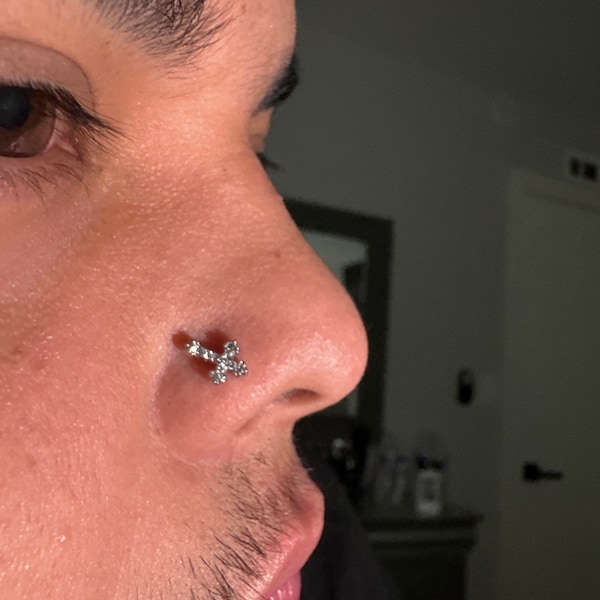 Surgical Steel Cross Nose Ring Stud: Cubic Zirconia, L-shaped - Etsy