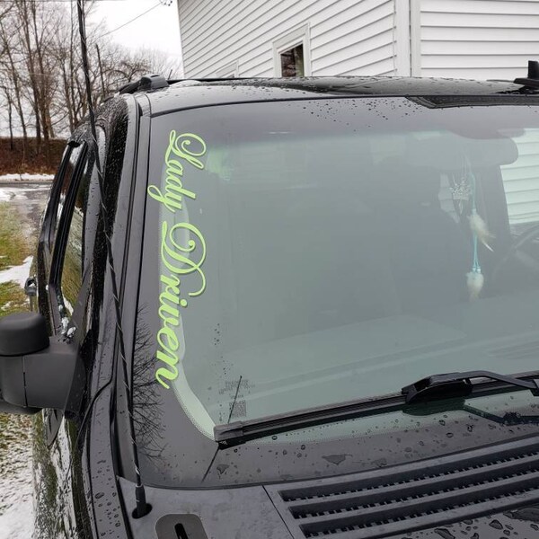 LADY DRIVEN Vertical Truck Windshield Vinyl Side Decal Sticker Diesel ...