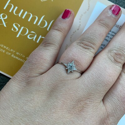 Sterling Silver Sparkle Starburst Ring Star Ring Cluster Ring Dainty ...