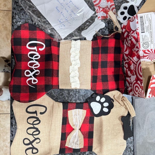 Personalized Christmas Stocking for Dogs: Bone-shaped Stocking, Canvas ...