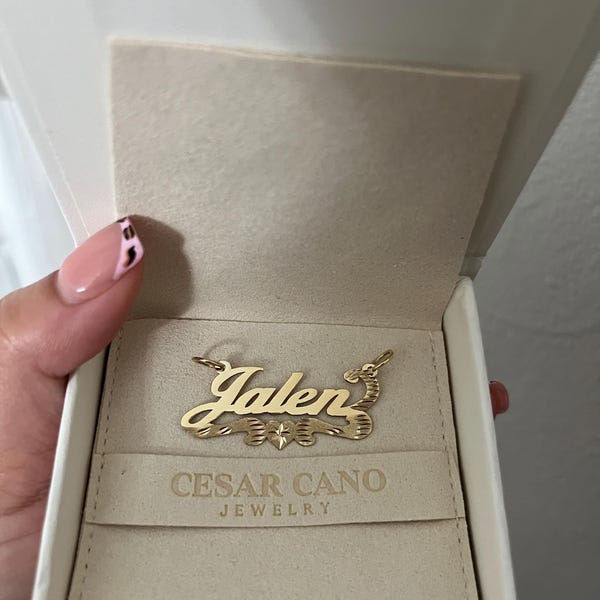 Underlined Heart Nameplate - 10K/14K Solid Real Gold Custom Name ...
