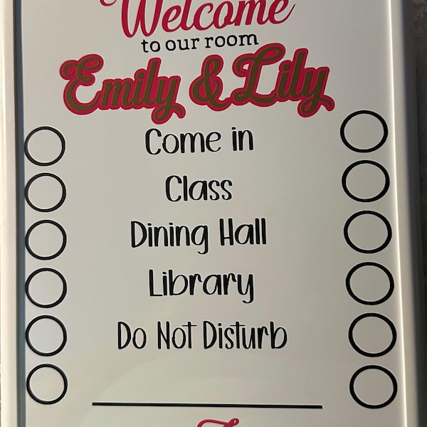 College Dorm Door Sign Dry Erase Board | Roommate Message Board ...