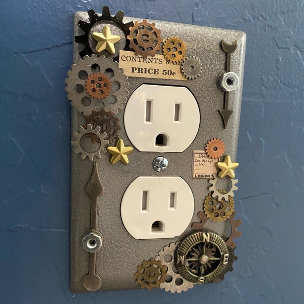 Gunmetal Industrial / Steampunk Outlet Cover is Handcrafted Made From ...