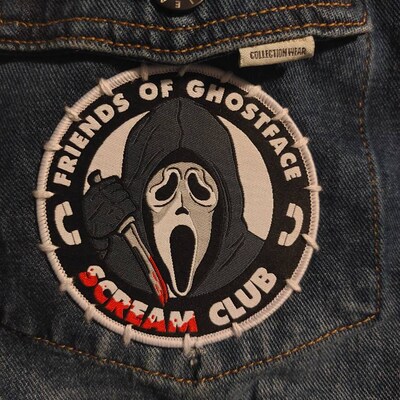 PATCH SCREAM / GHOSTFACE Fan Club Badge woven Horror Movie Ghost Face ...