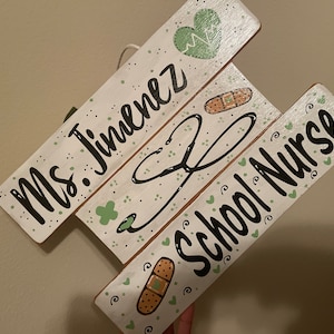 1 PIECE SIGN Nurse Sign Wall Art Door Hanger Plaque Wood Wooden ...