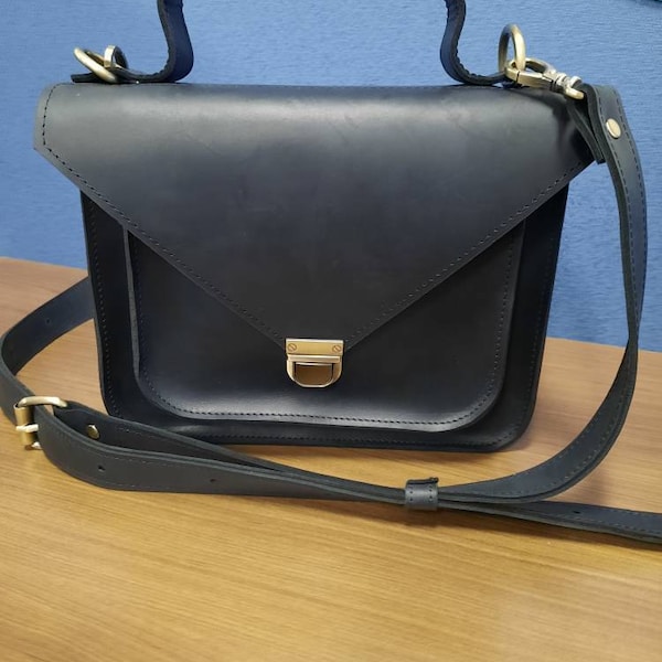 Black Minimalist Leather Womens Bag, Leather Crossbody Bag, Small ...