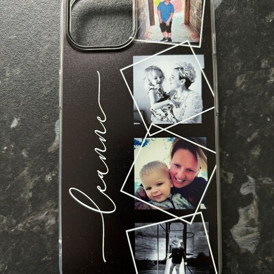 PERSONALISED Phone Case Name Initials Moon Black Plastic Phone Case ...