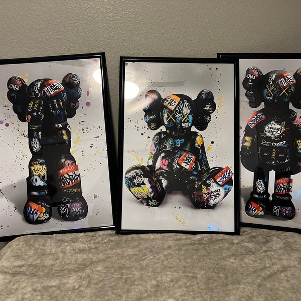 Kaws Poster, Set of 3 Graffiti Kaws Prints, Hypebeast Graffiti Kaws ...