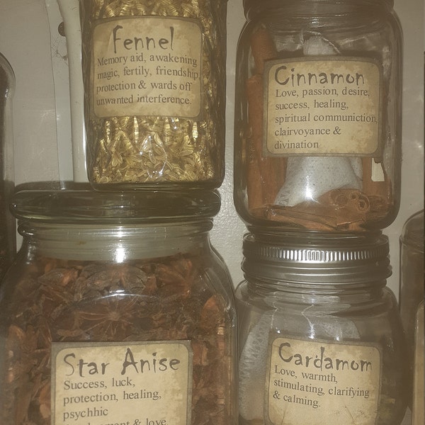 HERBAL Apothecary & Spell Jar Labels for Witches. Wiccans, Pagans ...