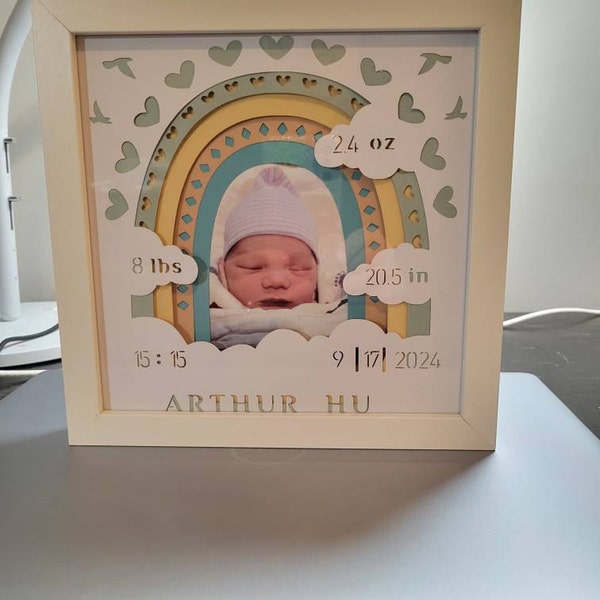 3D Baby Stats Shadow Box for Kids, Baby Birth Shadow Box, Custom Name ...