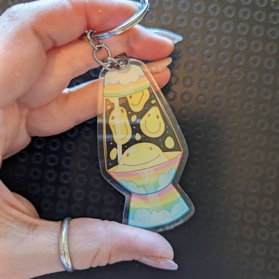 Lava Lamp Keychains Acrylic Keychain Waterproof Retro Nostalgia Happy ...