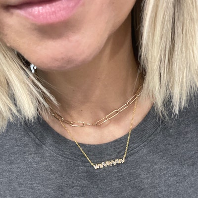 Scatter Baguette Diamond Necklace by Caitlyn Minimalist Minimalist Bar ...