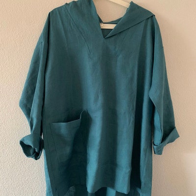 Tunic With a Hood, Linen Tunic Top, Hooded Top, Beach Dress, Beach ...