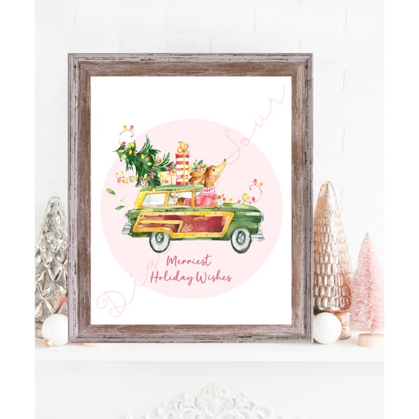 Christmas Cars. Watercolor Holiday Clipart, Dog, Fun, Gifts, Boxes ...