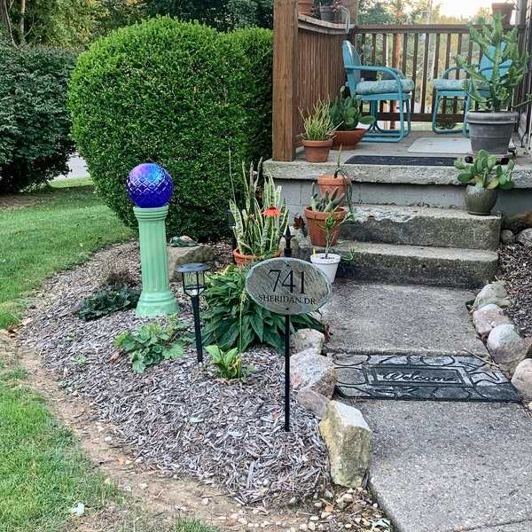 SLATE ADDRESS MARKER Sign ( Carved Numbers ) With Lawn / Yard Stake ...