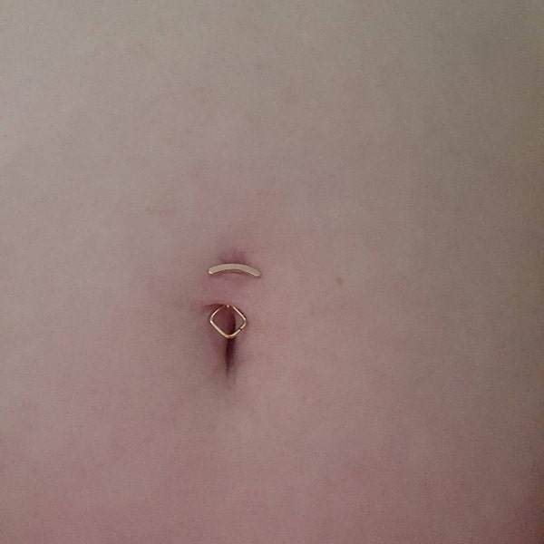 Lunula Belly Button Barbell | Minimal Belly Ring Jewelry Simple Small ...