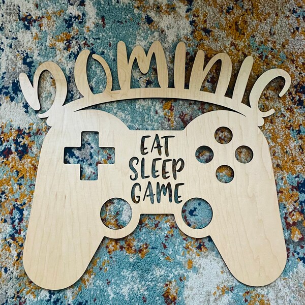Name Sign Gamer Kids Room Sign Game Controller Boys Room Wood Sign ...
