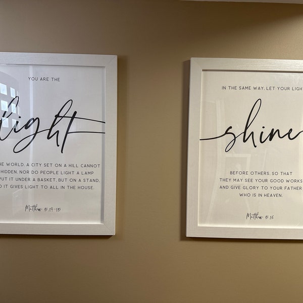 Let Your Light Shine, Bible Verse Wall Art Set of 2, Modern Scripture ...