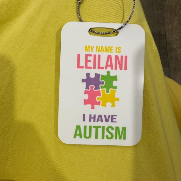 Autism Bag Tag, Autism Alert Tag, Personalized Bag Tag, Autism Hang Tag ...
